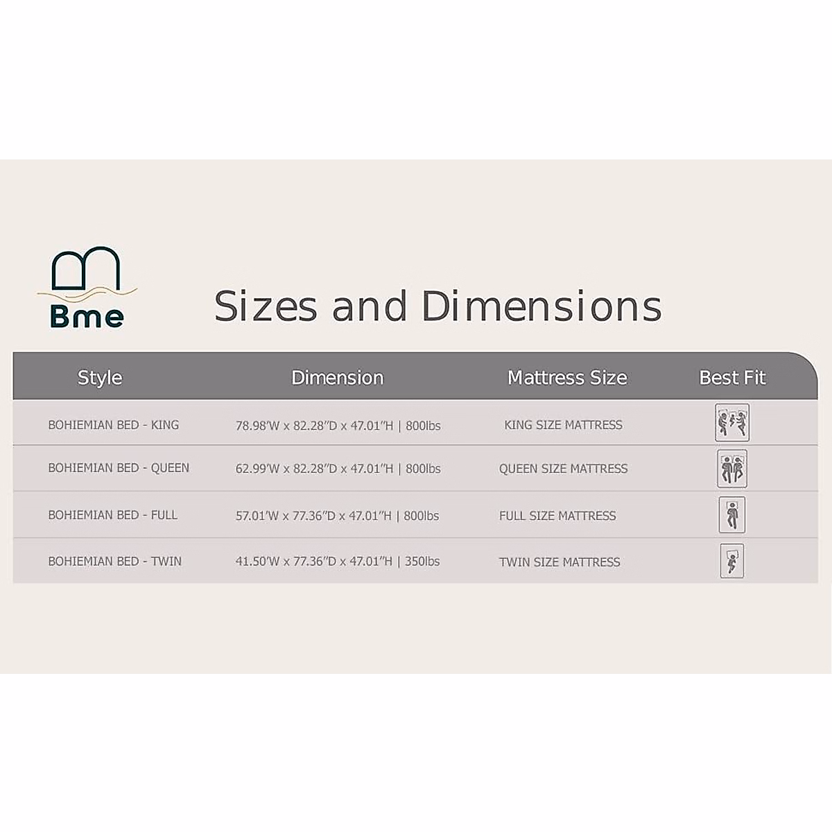 Bme Nipe 14 Inch Deluxe Bed Frame with Adjustable Headboard - Rustic & Bohemian Unique Style with Acacia Wood - No Box Spring Needed - 12 Strong Wood Slat Support - Easy Assembly - King, Natural