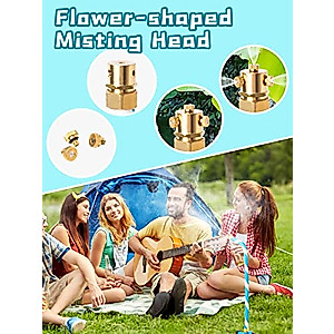 YuYo Mister Stand for Outside Patio, Portable Water Mister Outdoor 1.5FT Tubing with 3 Brass Nozzles, Standing Misting Cooling System for BBQ Patio Pool Water Playing Party