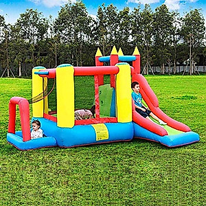 Inflatable Castle and Slide, Children S Trampoline Slide Small Home Naughty Castle Kindergarten Indoor and Outdoor Toy Playground Colors 340 280 205Cm