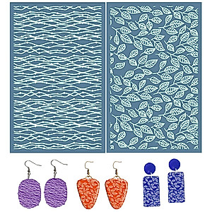 Silk Screen Stencils for Polymer Clay, 2PCS Reusable Silkscreen Print Kit, DIY Silk Screen Printing Stencils for Printing on Clay & Other Jewelry Clay Earrings Decoration