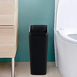 Uumitty 14 Litre Plastic Trash Can, Swing Top Garbage Can, Black, 1 Pack