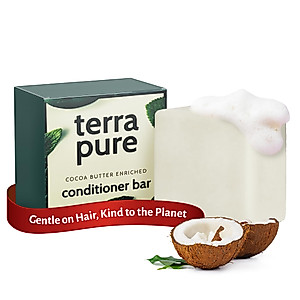 Terra Pure Conditioner Bar | Cocoa Butter Enriched by 1-Shoppe | Plastic Free, Soap Free, Vegan, Plant Based, Sustainable, Eco-Friendly, & Zero Waste