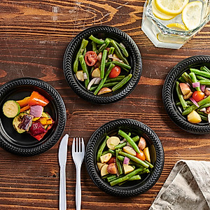 PLASTICPRO 100 PCS Small Black Plastic Plates Light Weight 6 Inch Plastic Dessert Plates Black Plates Disposable for Party and Wedding