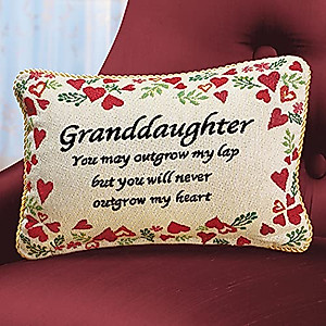 Collections Etc Never Outgrow My Heart Granddaughter Pillow Sentiment Gift