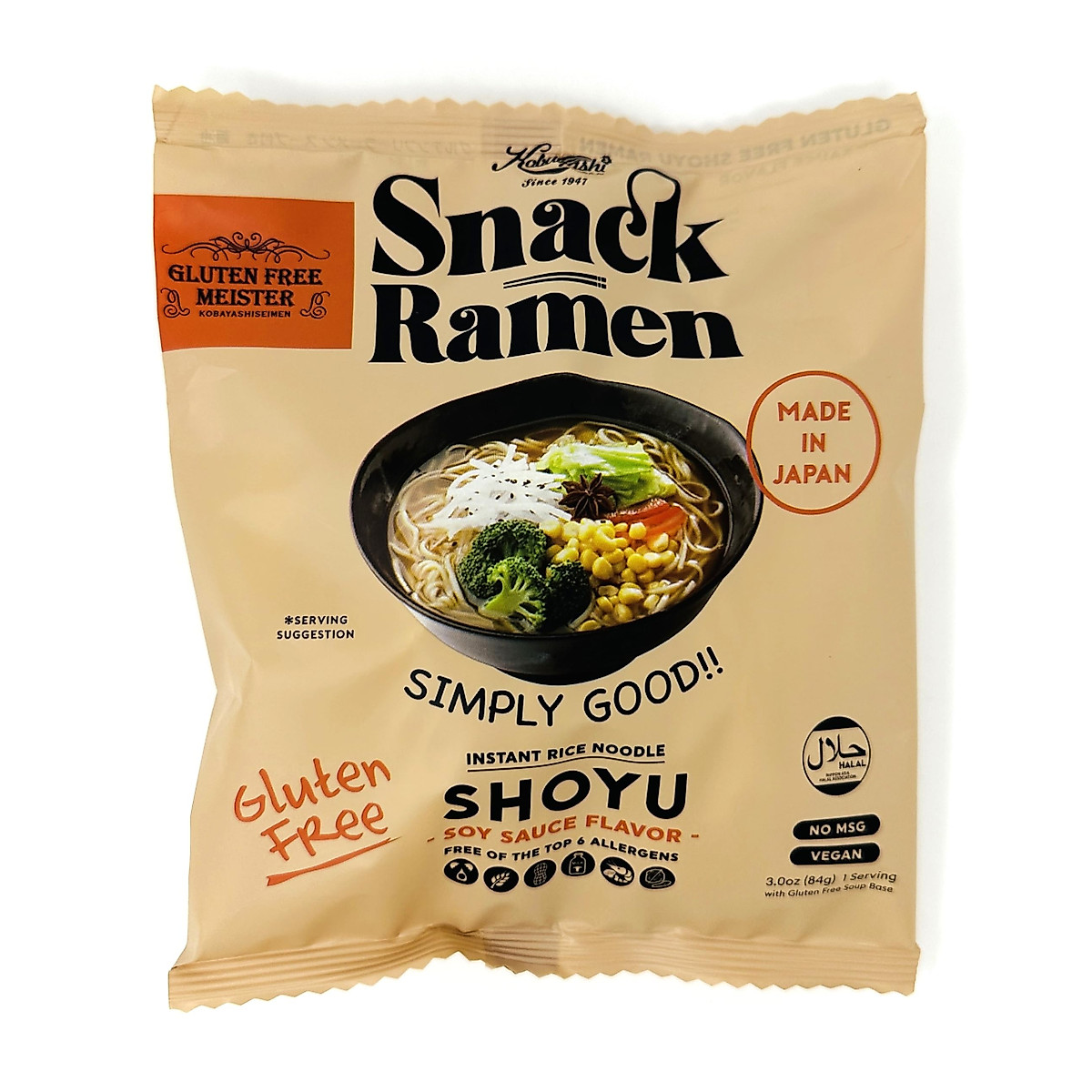 Gluten Free Snack Ramen-SHOYU 7pk (Vegan/Halal/No MSG)