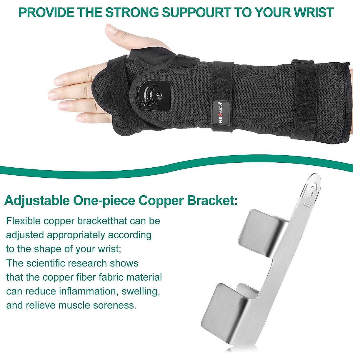NEENCA Wrist Support Brace, Night Sleep Hand Support Brace with Splints and Adjustment Knob, Palm Wrist Orthosis - Fits Both Hands -Help With Carpal Tunnel, Relieve and Treat Wrist Pain or Injuries