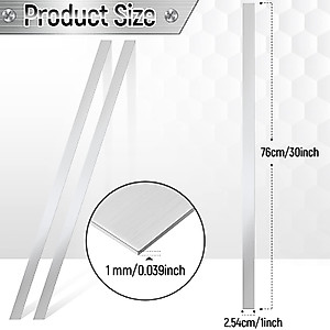 2 Pcs Stainless Steel Trim Strips 304 Brushed Stainless Steel Trim Metal Finishing Sheet Metal Gap Strip Filler Trim for Kitchen Tools (Silver, 1 x 30 Inch)