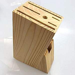 Hooshion Wooden Knife Block Countertop Knife Holder Knife Organizer with Scissors-Slot for Kitchen