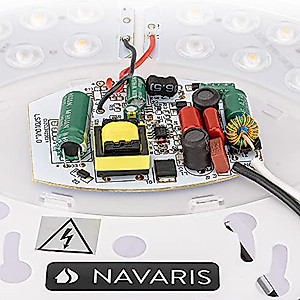 Navaris Flush Mount Ceiling Light - 15.75" Diameter Drum Lamp Shade LED Fixture with Sparkling Star Effect - Bedroom or Nursery Lighting - Light Gray