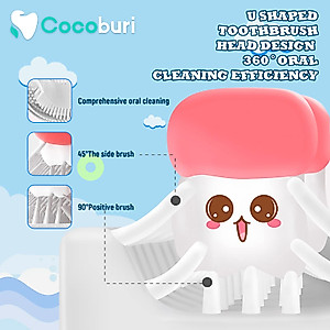 COCOBURI Kids U-Shaped Toothbrush Manual Training Tooth Brush Silicone Soft Head Toothbrush 360 ° Oral Cleaning Toothbrush(Pink)
