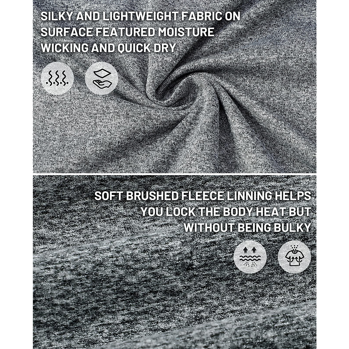 MIER Men's Quarter Zip Long Sleeve Pullover Shirts Golf Hiking Running Performance UV Top, Lightweight Brushed Back Fleece (Heather Grey, Small)