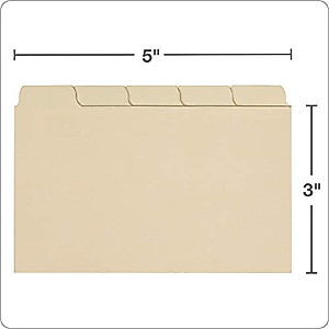 Oxford Index Card Guides with Blank Tabs, 3 x 5 Inches, 1/5 Cut Tabs, Manila, 100 per Box (40352)