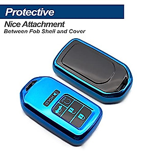 Fit for 2021 2020 Honda Accord Civic CR-V Insight Passport Pilot Smart 5 Buttons A2C81642600 TPU Key Fob Remote Cover Case Shell Glove Pouch Holder Protector Keyless Entry Sleeve Accessory, Blue