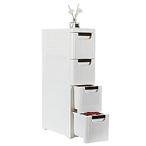 Flulep 4 Drawers Large Storage Carts, Mobile Cabinet with Wheels, Rolling Cart Organizer Narrow Slim Container Storage Cabinet for Bathroom, Bedroom (4 Drawer, with Wheels)
