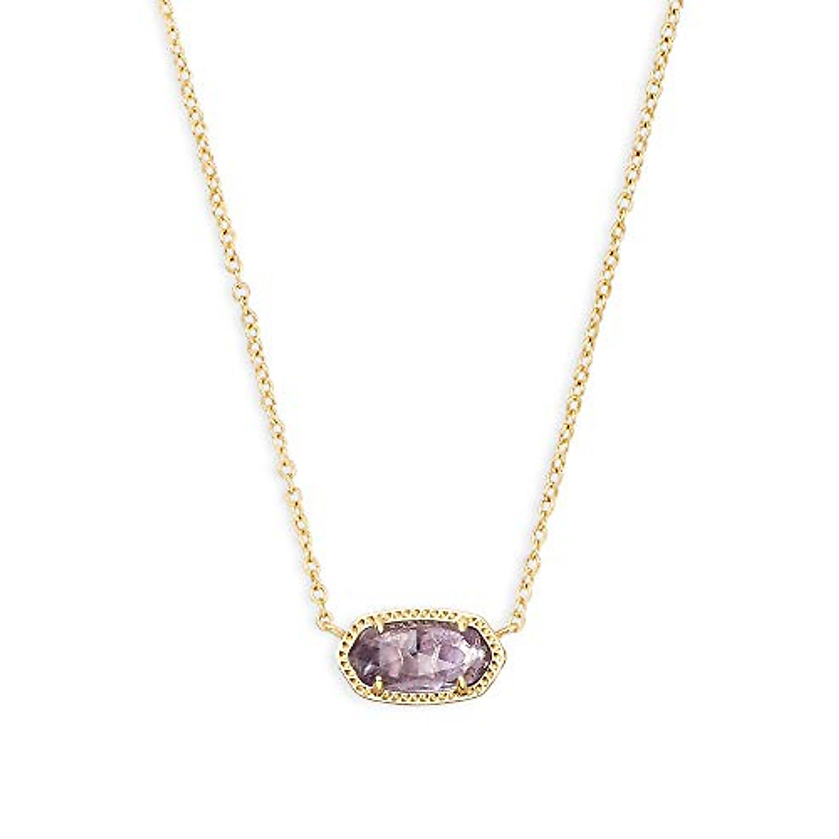 Kendra Scott Elisa Short Pendant Necklace for Women, Dainty Fashion Jewelry, 14k Gold-Plated, Amethyst