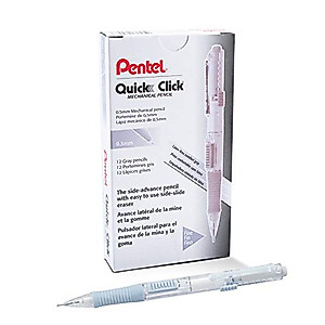 Pentel Quick Click Mechanical Pencil, (0.5mm), Fine, Gray Barrel, Box of 12 Pencils (PD215N)