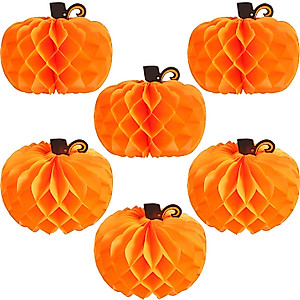 JOVITEC 10 Pack 10.2 Inch Paper Pumpkin Honeycomb Centerpieces 3D Tissue Pumpkins Paper Hanging Decoration Halloween Thanksgiving Day Party Birthday Wedding Home Party Supplies