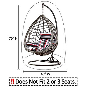Xinjiuz Patio Hanging Egg Chair Cover Waterproof Swing Chair Covers with Zipper Outdoor Furniture Protector Garden Chair Cover 75" H x 45" D (Black)