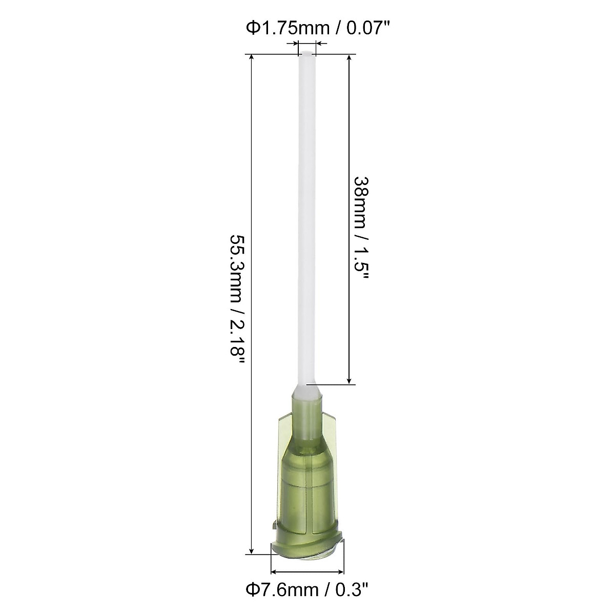 uxcell 50 Pcs 14G Plastic Dispensing Needles with Luer Lock, 1.5" PTFE Needle Tube PP Heat-Resistant Plastic Blunt Tip for Liquid Glue Gun, Olive