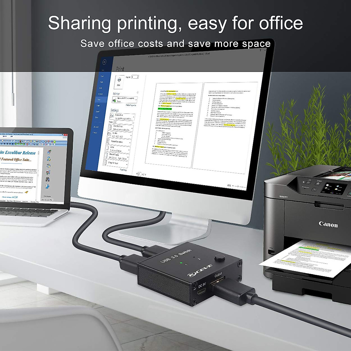 USB 3.0 Switch Selector, 2 in 1 Out USB Switcher for 2 Computers Share 1 USB Devices, Mouse, Keyboard, Scanner, Printer, Etc