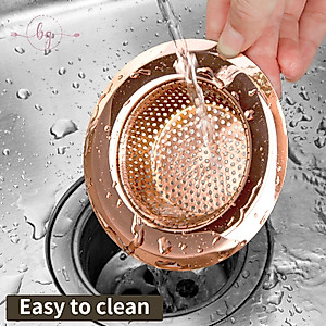 BLAGAIN 2PCS Kitchen Sink Strainer, Stainless Steel Sink Drain Strainer, Food Catcher for Most Sink Drains Basket, 4.5 Inch Diameter, Rose Gold