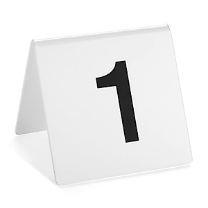 Juvale Set of 25 Restaurant Table Numbers 1-25, Double-Sided Acrylic Tent Table Numbers for Events, Banquets, Food Service, Wedding Receptions (Black and White, 3x2.75x2.5 in)
