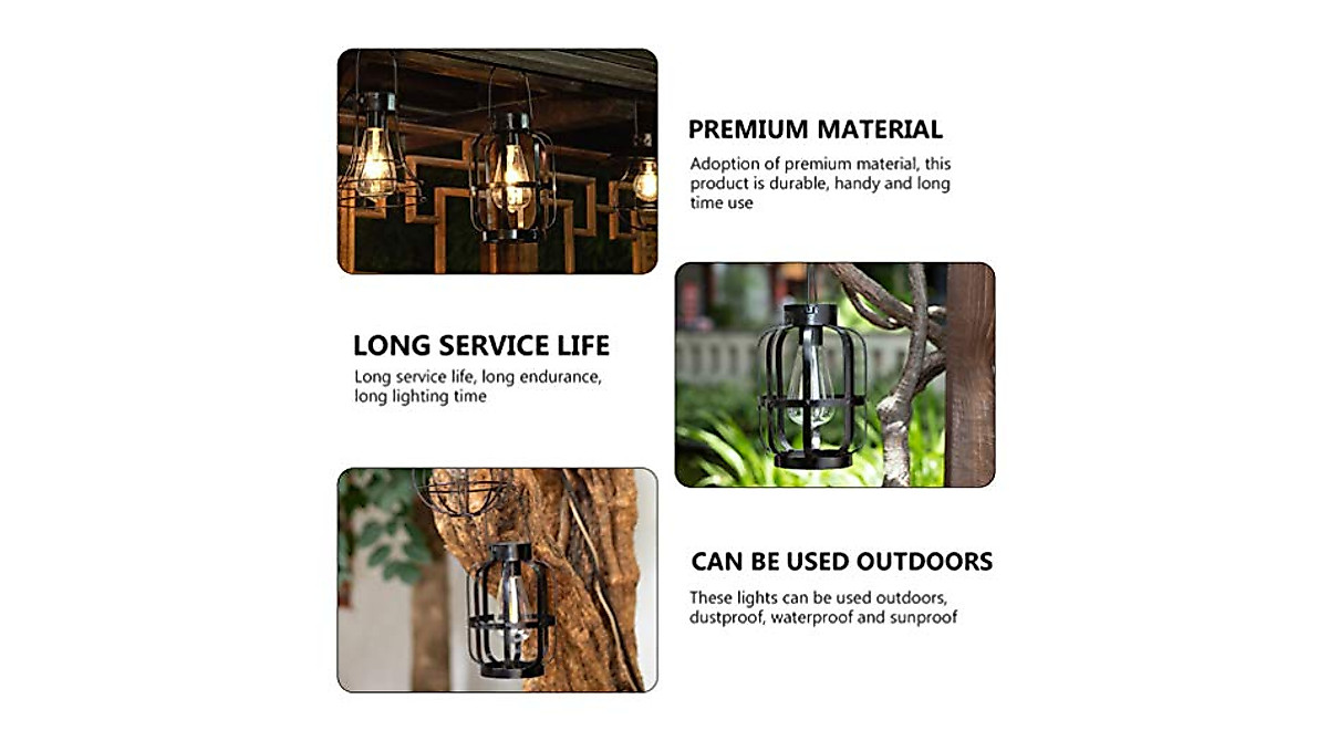 Cabilock Solar Iron Lantern - Rustic Outdoor Solar Lamps for Garden & Patio