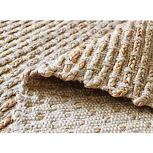 The Home Talk Handmade Jute Area Rug 3'x5' Jute Braid Rug Perfect for Rustic, Farmhouse, Bohemian Floormat Soft and Durable Carpets for Living Room Décor, Bedroom, Dining Room - Natural