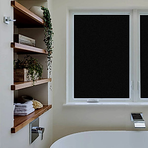 Danodoi 17.7'' x 157'' Black Window Privacy Film Frosted Glass Window Film Opaque Window Stickers Self Static Cling Decorative Window Cling Bathroom Door Covering Heat Blocker Decorative Sticker