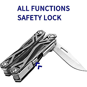 ROCKTOL Multitool Spring Pliers, 21-in-1 Heavy Duty Multi tool with Safety Locking Toolset, Magnetic Screwdriver, Bits, Bottle Opener, Saw, Nylon Sheath, Gift for Mans