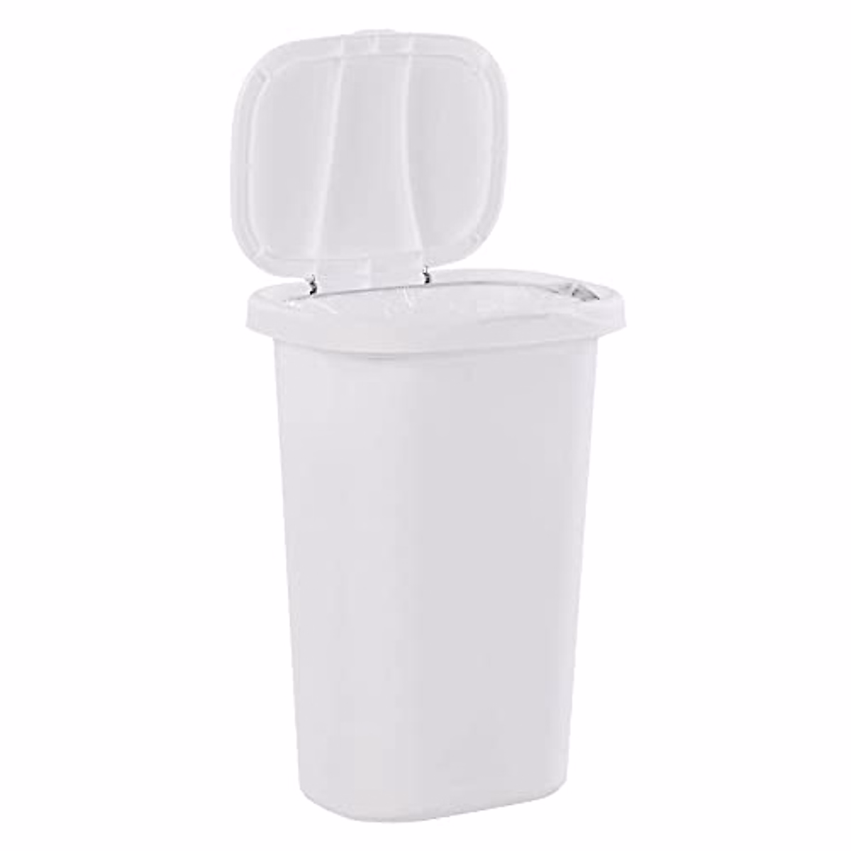 Rubbermaid 13.25 Gallon Rectangular Spring-Top Lid Kitchen Wastebasket Trash Can for Tall Trashbags, White (2 Pack)