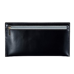 Banuce Leather Long Thin and Slim Wallet for Women Coin Purse and Cash Wallet with Zipper Black
