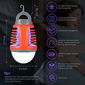 2 Pack Upgraded Bug Zapper Outdoor Cordless,Rechargeable Bug Zapper Indoor with USB Charge,Buzz Blast Pro Mosquito Killer,3 in 1 Mosquito Zapper-LED Camping Bug Zapper,Mosquito Killer,Flashlight