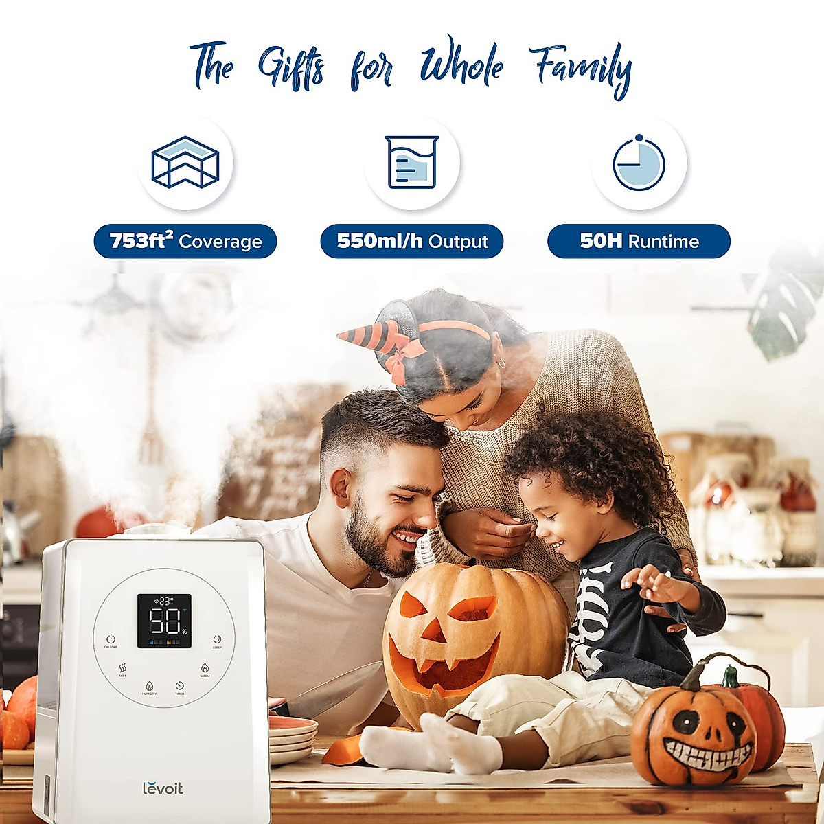 LEVOIT LV600S Humidifiers for Bedroom Large Room Home, 6L Warm and Cool Mist Top Fill Ultrasonic Air Vaporizer, Smart App & Voice Control, Quickly Humidify Whole House up to 753 sq.ft, Sleep Mode