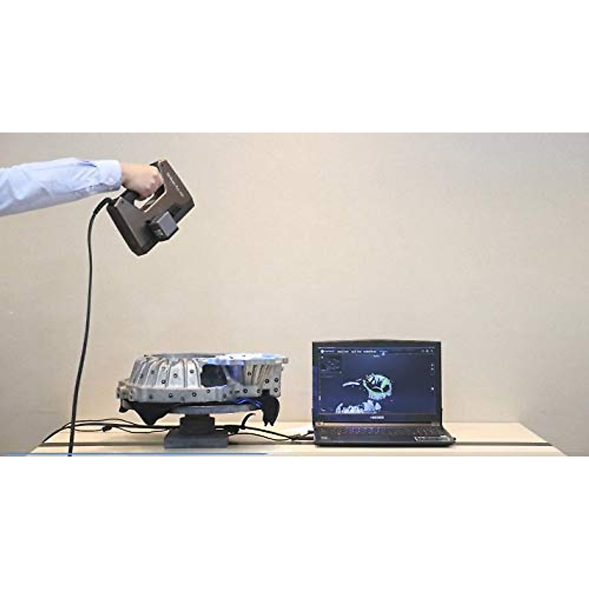 EinScan Pro HD Handheld 3D Scanner with Industrial Pack, Color Pack, Solid Edge Shining3D CAD Software, 0.2mm Resolution, 0.04mm Accuracy for Reverse Engineering, 3D Modeling, Art, Design, Healthcare