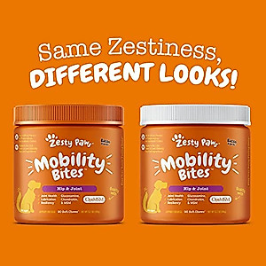 Zesty Paws Mobility Bites Dog Joint Supplement - Hip and Joint Chews for Dogs - Pet Products with Glucosamine, Chondroitin, & MSM + Vitamins C and E for Dog Joint Relief - Bacon – 90 Count