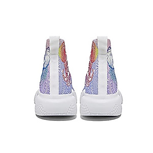 Women’s Athletic Walking Travel Shoes Lightweight Mesh Tennis Sport Sneakers Fashion Art Crane Shoes Casual Tennis Sports Shoes White