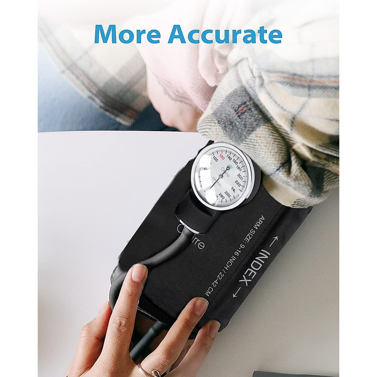 Clairre Professional Sphygmomanometer Manual Blood Pressure Cuff and Stethoscope Kit for Nurses/Doctors/Nursing Students, Carrying Case Included, Universal Cuff Size: 9-16 inch (Black)