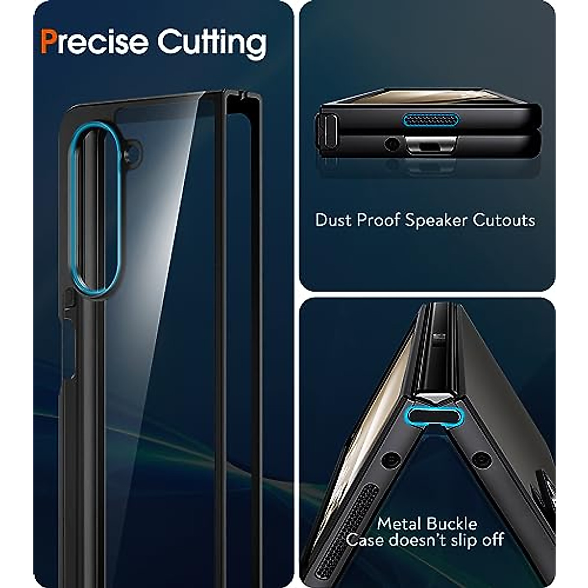 Z Fold 5 Case for Samsung Galaxy Z Fold5 5G, Slim Ultra-Thin Crystal Clear Acrylic PC Back Cover [Hinge][Transparent] Soft Silicone Bumper Full-Body Shockproof Protective Cases for Samsung Z Fold 5 5G