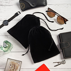 Velvet Drawstring Gift Bags - Bulk Wholesale (6 x 8 inch - 50 pack, Black)