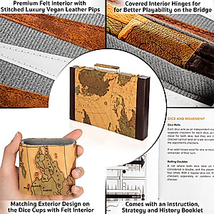 Yglis 18" Large Backgammon Sets for Adults - Premium Faux Leather Case, Quality Felt Interior, Covered Hinges, Strategy & Instruction Guide