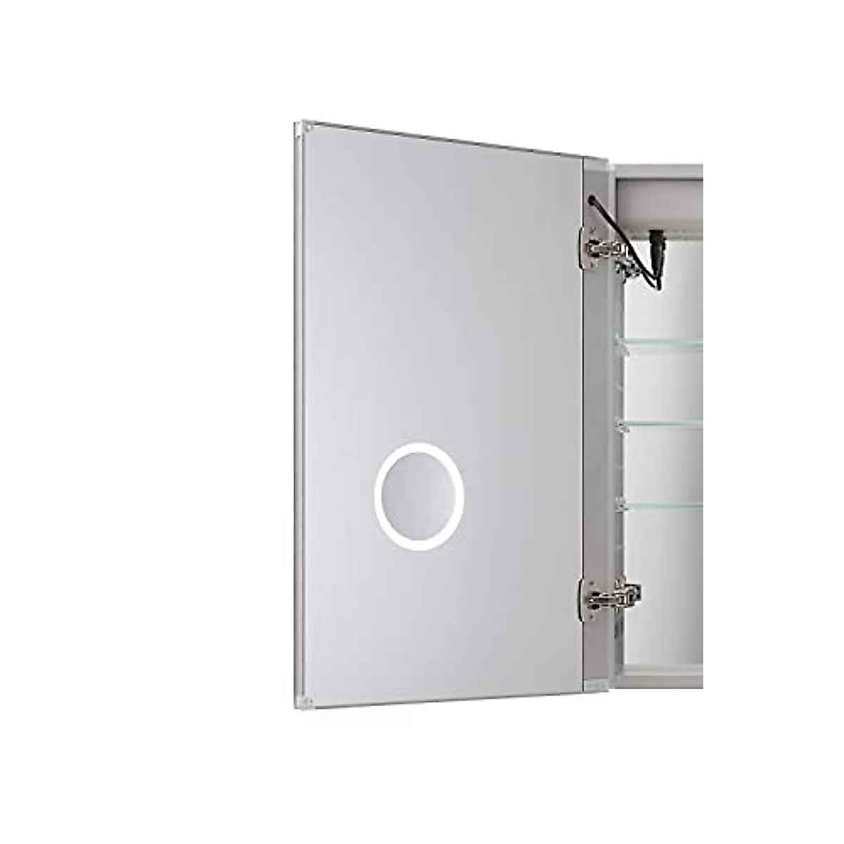 AQUADOM Royale Plus LED Medicine Mirror Cabinet 48in x 36in x 5in Recessed Surface Mounted, Defogger, LED 3X Makeup Mirror, Electrical Outlets, Interior LED Light