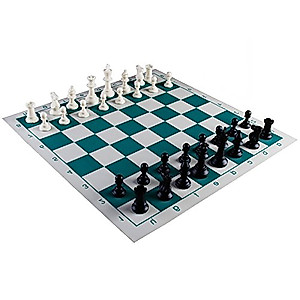 AMEROUS Chess Set 17" x 17" Roll-up Travel Chess in Carry Tube with Shoulder Strap Easy to Carry for Beginner and Kids