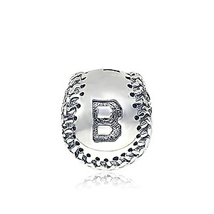 Bolenvi Baseball Softball Sports Ball 925 Sterling Silver Charm Bead for Pandora & Similar Charm Bracelets or Necklaces