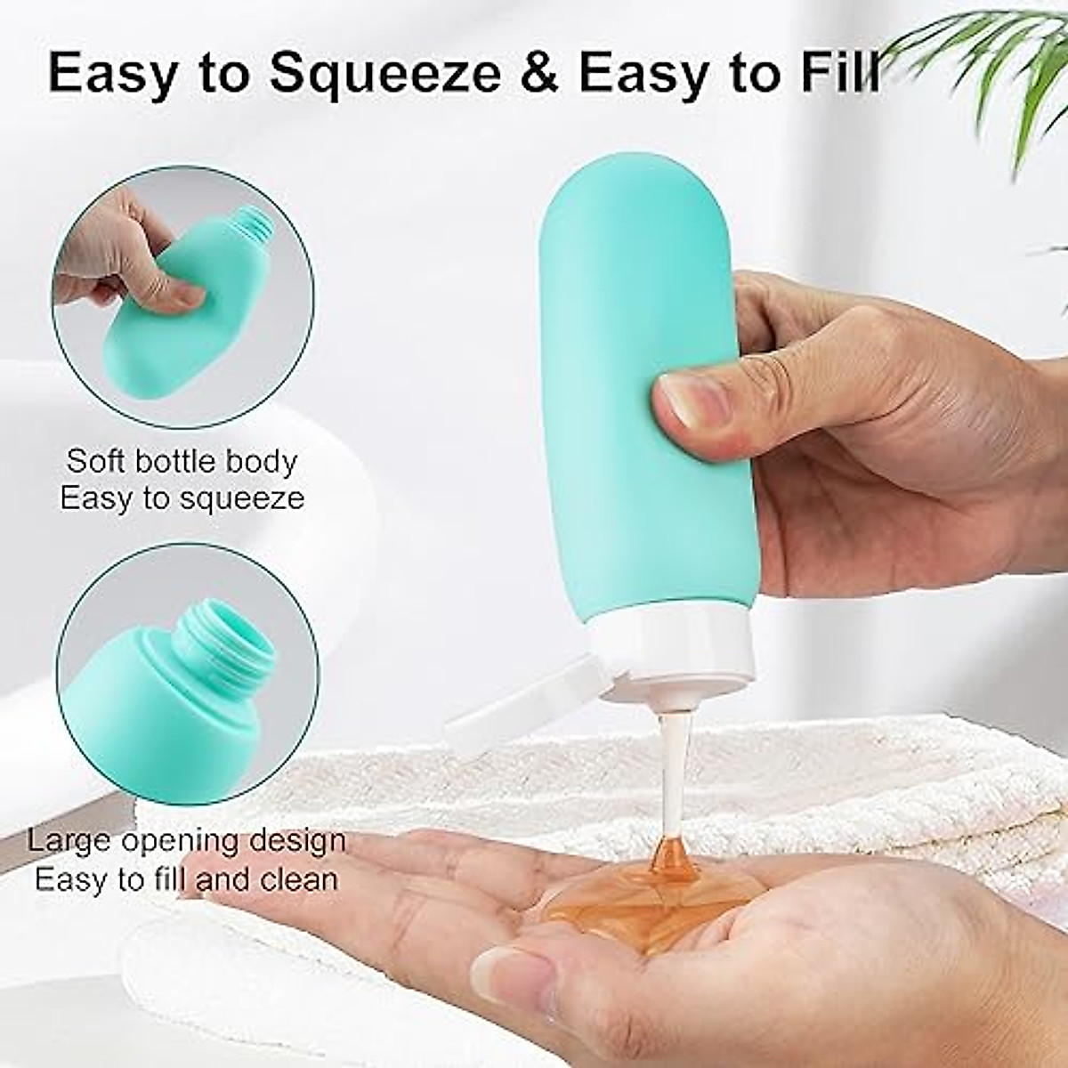 Cosywell Travel Size Bottles for Toiletries 5 Pack 3.4oz Travel Bottles TSA Approved Toiletry Bottles Leakproof Plastic Refillable Cosmetic Containers Shampoo Conditioner Travel Essentials