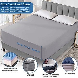 Bedecor Extra Deep Pocket Queen Fitted Sheet Only for 18 to 21 Inch Super Thick Mattress That Stay Tight,All Around Elastic Bottom,Doesn't Pop Off