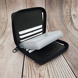 ag wallets Mens Zip Around Leather Wallet with Inserts (Black)