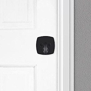 Kwikset Midtown Deadbolt Lock, Matte Black Modern Exterior Keyed Front Entry Door, Pick Resistant SmartKey Rekey Security, Single Cylinder Dead Bolt, with Microban Protection
