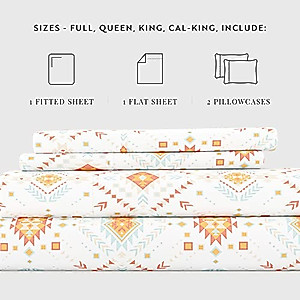 Linen Market 4 Piece Queen Bedding Sheet Set (Aztec Coral) - Sleep Better Than Ever with These Ultra-Soft & Cooling Bed Sheets for Your Queen Size Bed - Deep Pocket Fits 16" Mattress