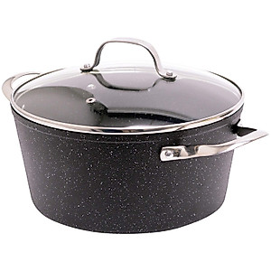 THE ROCK by Starfrit 6-Quart Stockpot/Casserole with Glass Lid and Stainless Steel Handles, Black